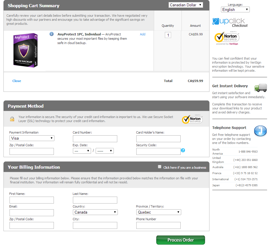 docs.upclick.com - Cart Summary